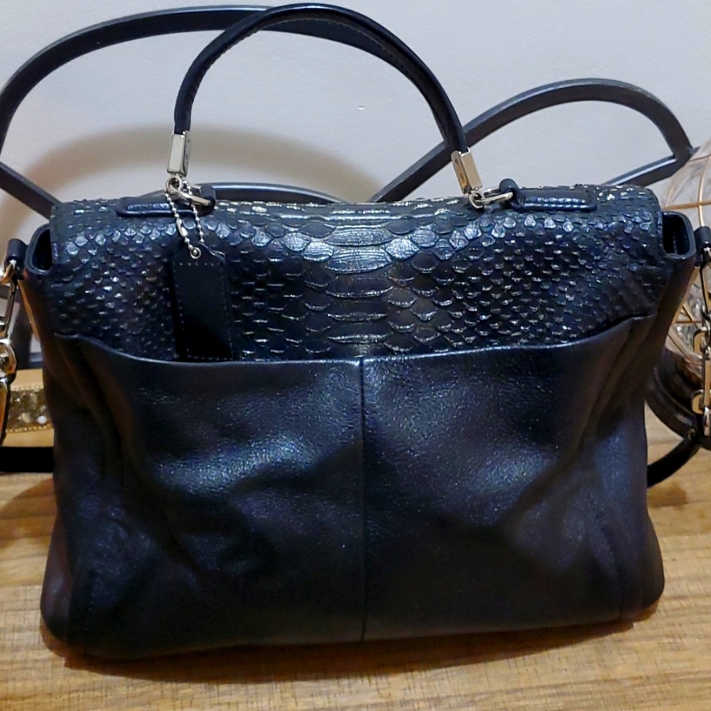 Coach Madison Glitter Python Sadie Flap Satchel (Coac… - Gem